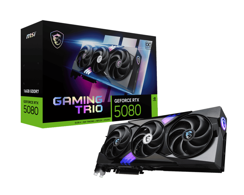 MSI GeForce RTX 5080 GAMING TRIO OC 16GB Graphics Card | Fierce PC